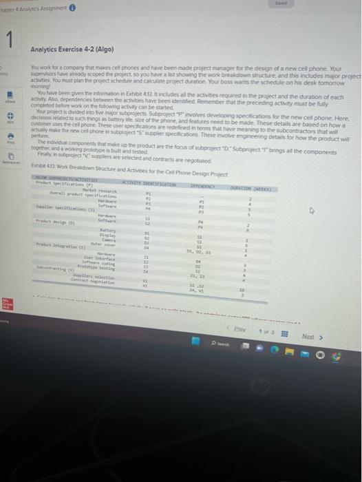 Anolytics Exercise 4.2 (Algo) Ybu work for a company | Chegg.com