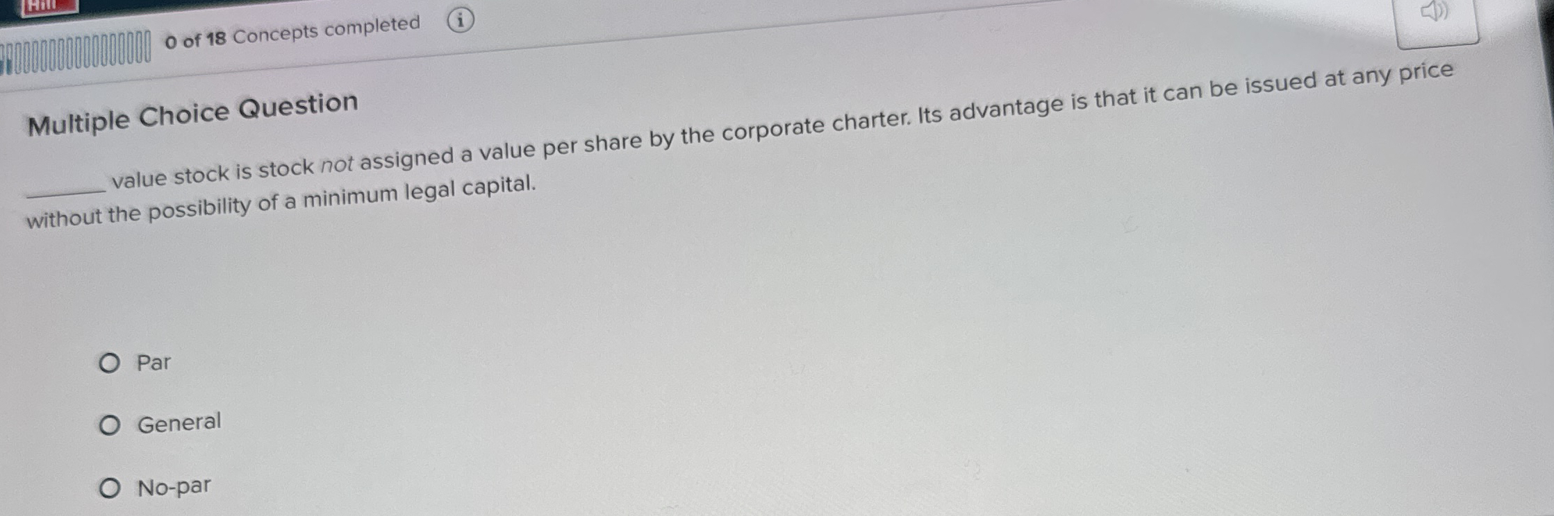 Solved 0 ﻿of 18 ﻿Concepts completedMultiple Choice Question | Chegg.com