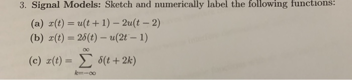Solved 3. Signal Models: Sketch and numerically label the | Chegg.com