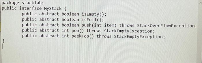 Solved package stacklab; public class | Chegg.com