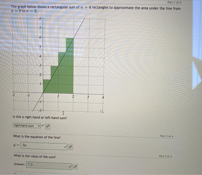 Solved Part 1 of 4 The graph below shows a rectangular sum | Chegg.com