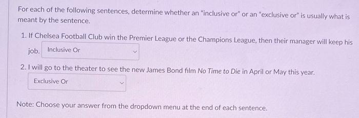 Solved For each of the following sentences, determine | Chegg.com