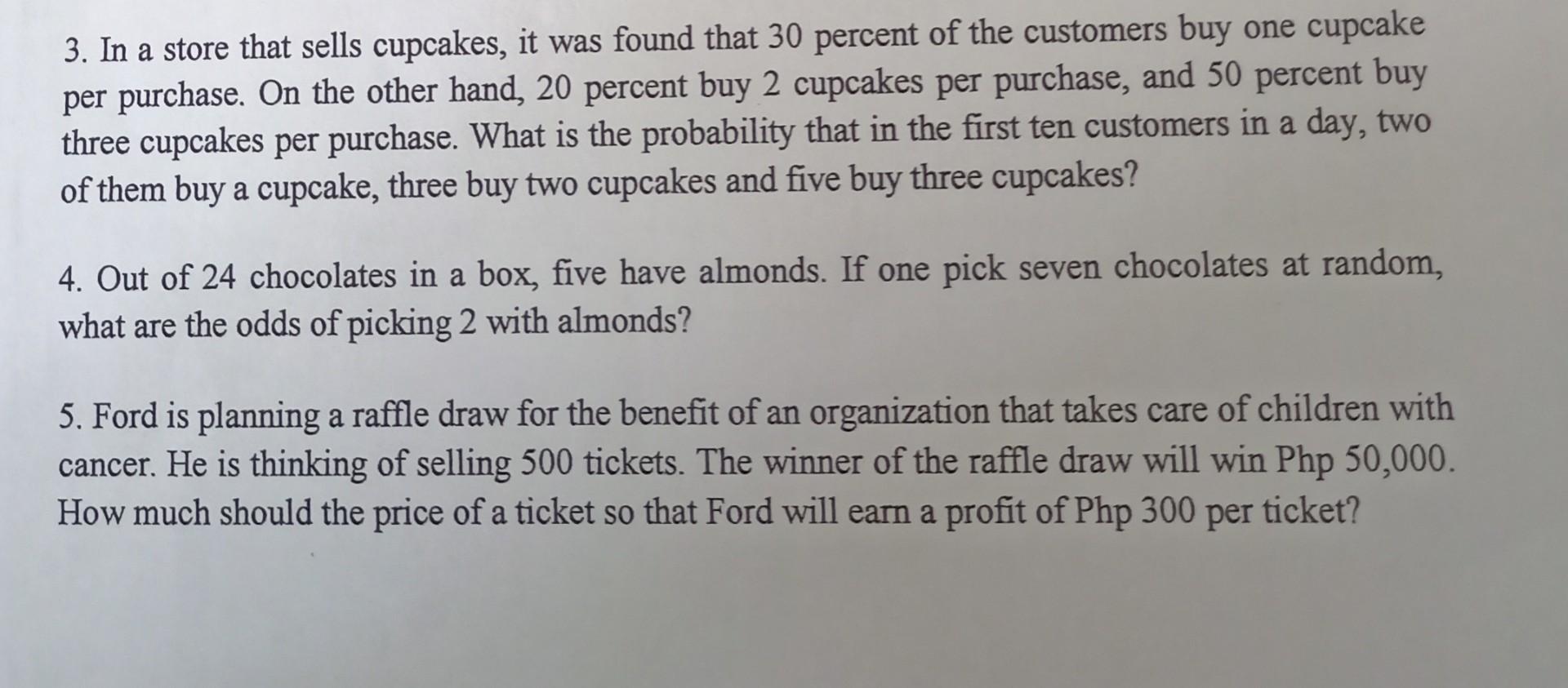 Solved problem solving: 3. In a store that sells cupcakes, | Chegg.com