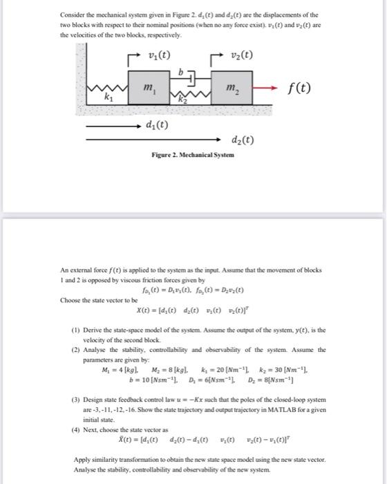 Solved Consider the mechanical system given in Figure | Chegg.com