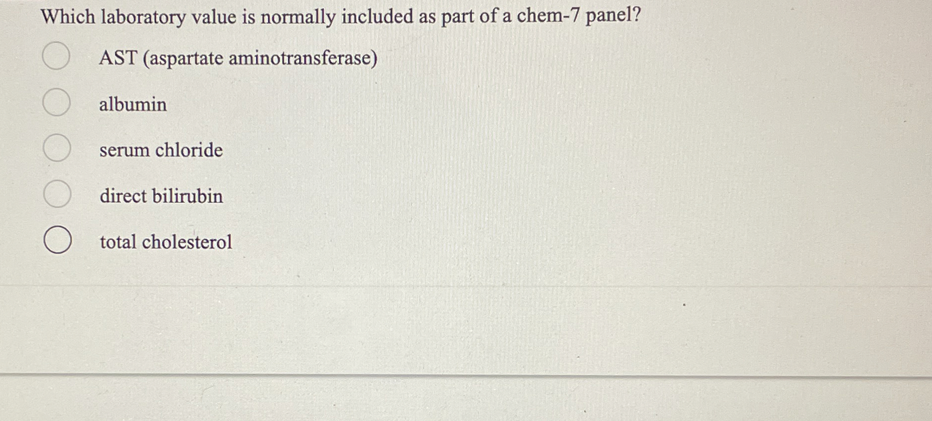 Solved Which laboratory value is normally included as part | Chegg.com
