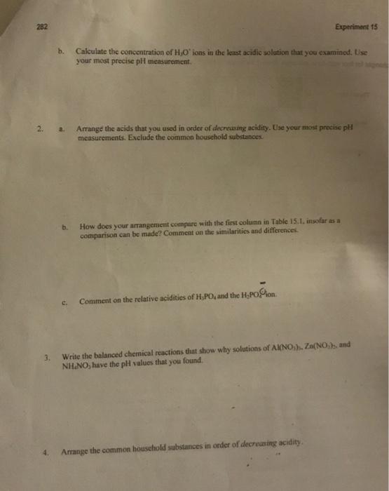 Solved Questions 1. a. Calculate the concentration of H1O∗ | Chegg.com