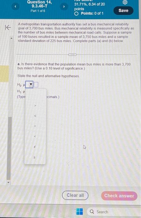 Solved A metropolitan transportation authority has set a bus | Chegg.com