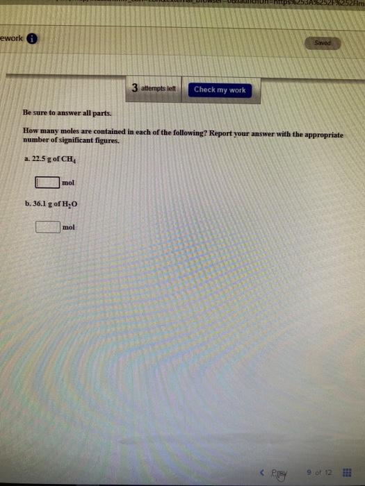 Solved ework Saved 3 attempts left Check my work Be sure to | Chegg.com