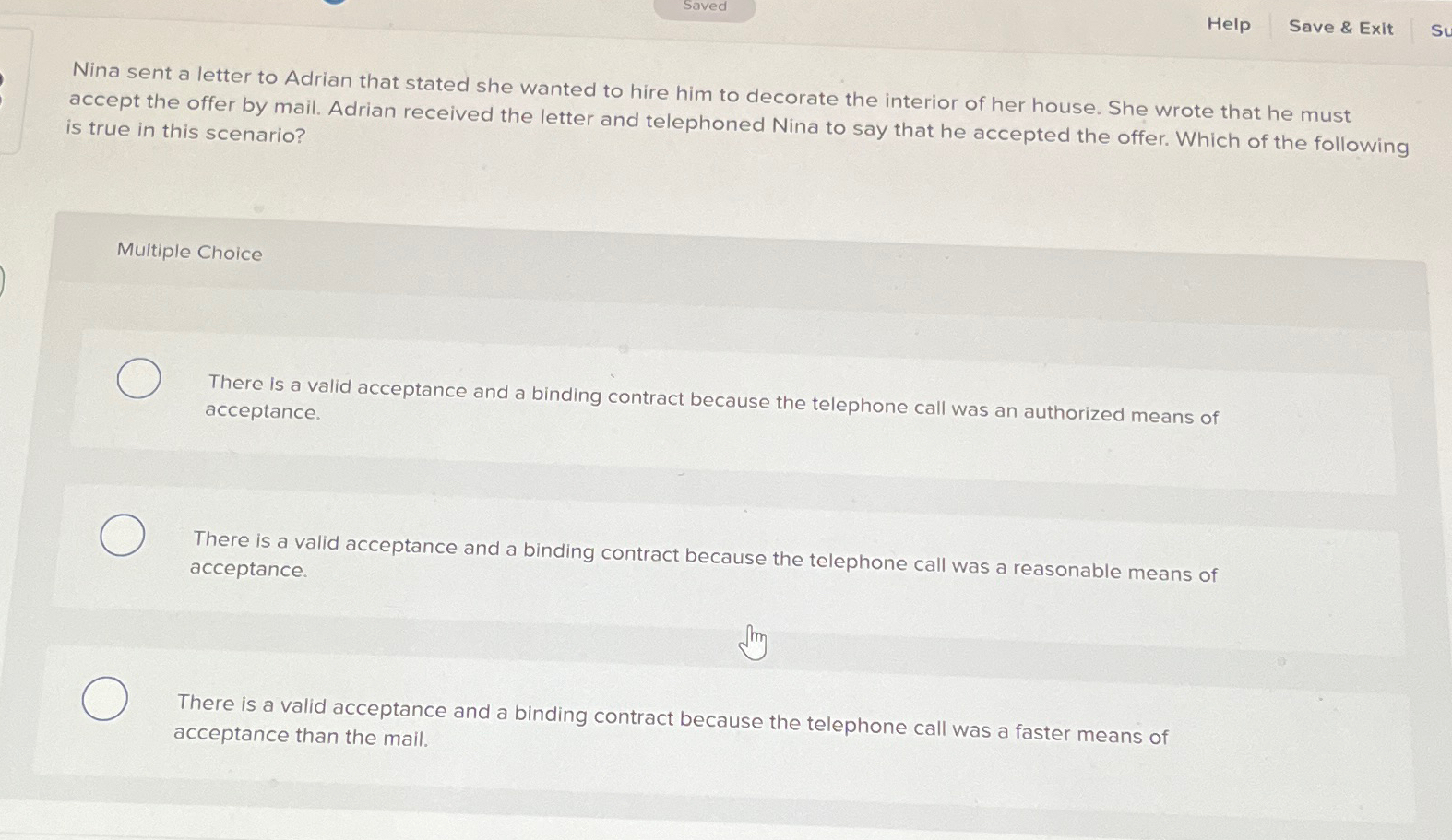 Solved SavedHelpSave & ExitNina sent a letter to Adrian that | Chegg.com