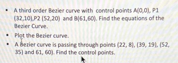 Solved - A third order Bezier curve with control points | Chegg.com