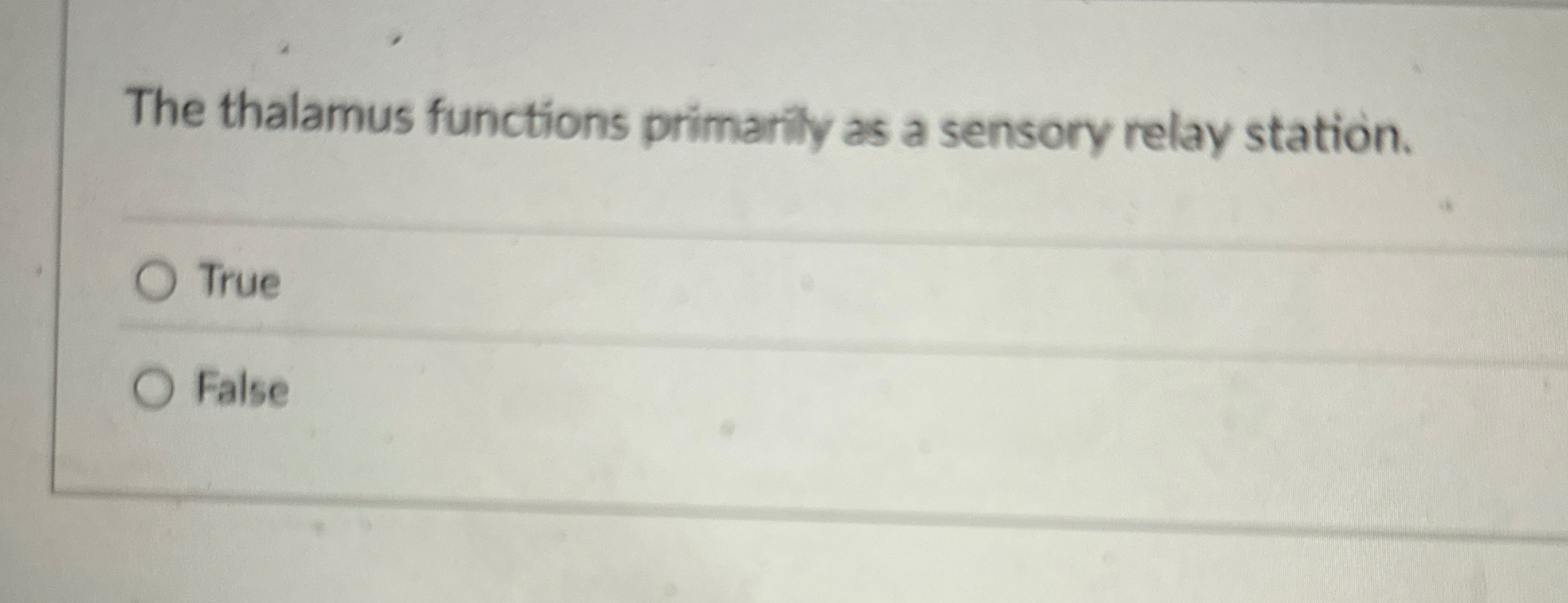 Solved The thalamus functions primarily as a sensory relay | Chegg.com