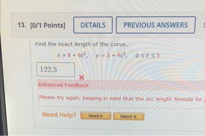 Solved Find the exact length of the curve. | Chegg.com