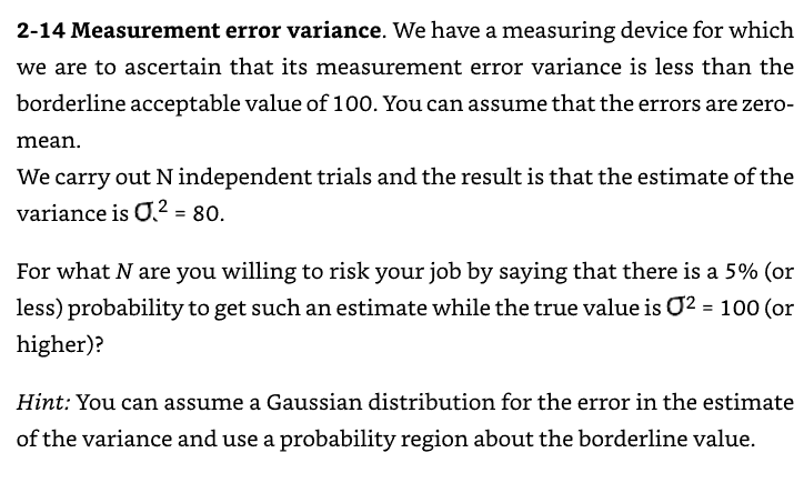 Solved 2-14 ﻿Measurement error variance. We have a measuring | Chegg.com
