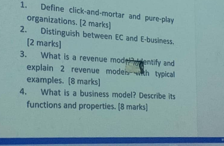 Solved Define click-and-mortar and pure-play organizations. | Chegg.com