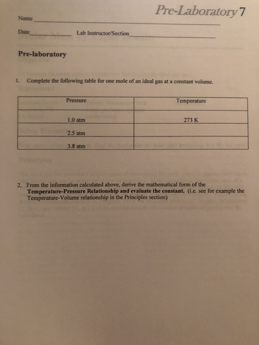 Solved Pre-Laboratory 7 Name Date Lab Instructor/Section | Chegg.com