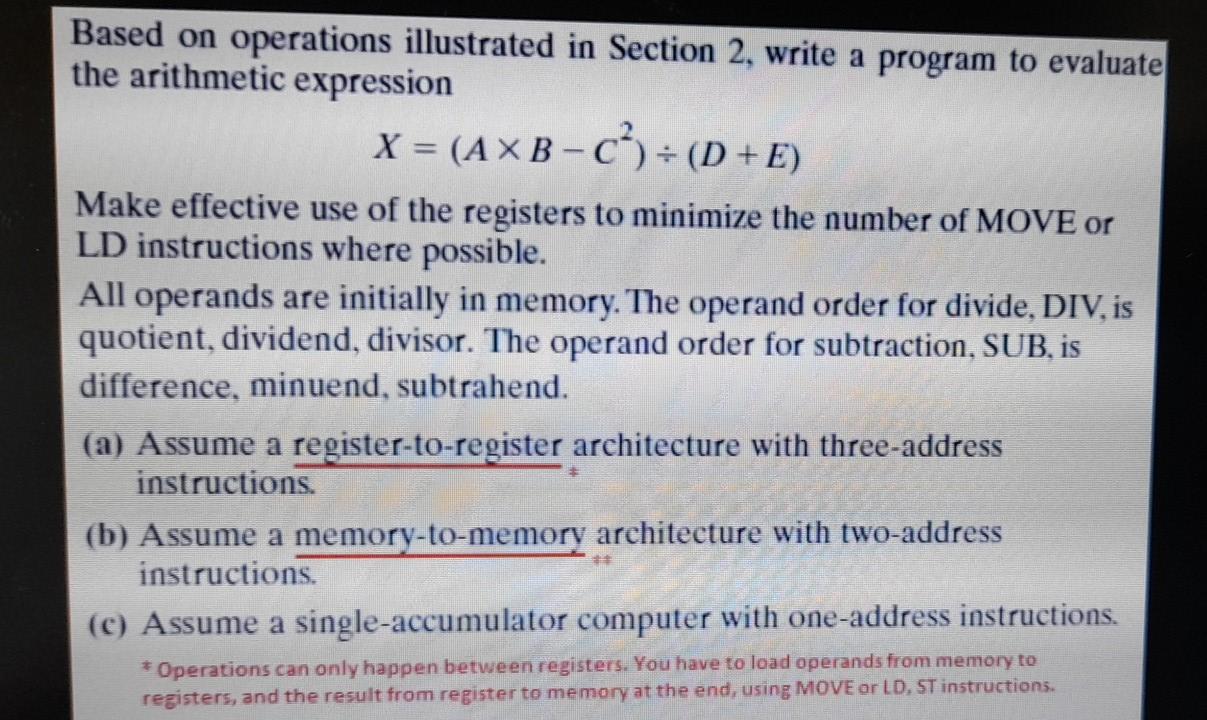 Solved Based on operations illustrated in Section 2, write a | Chegg.com