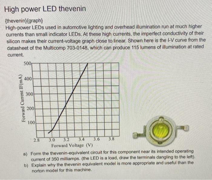 Solved High power LED thevenin {thevenin/graph) High-power | Chegg.com