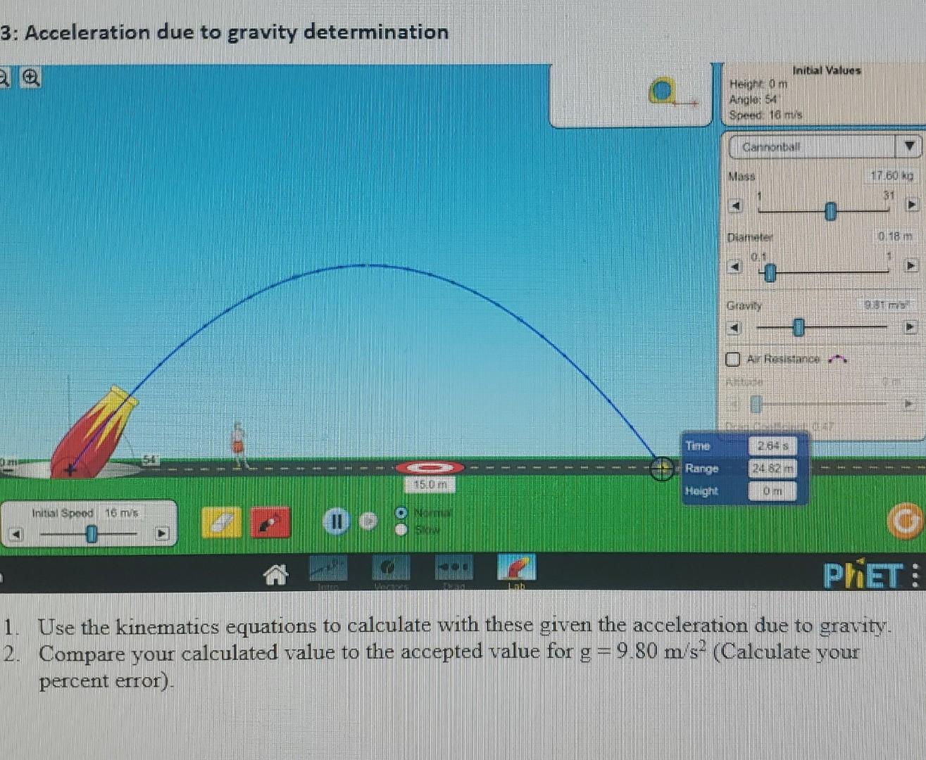 Solved 3: Acceleration due to gravity determination Tama | Chegg.com