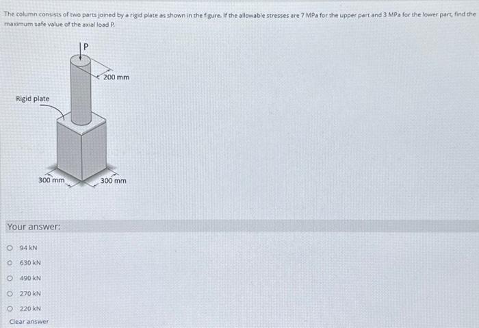 Solved The column consists of two parts joined by a figid | Chegg.com