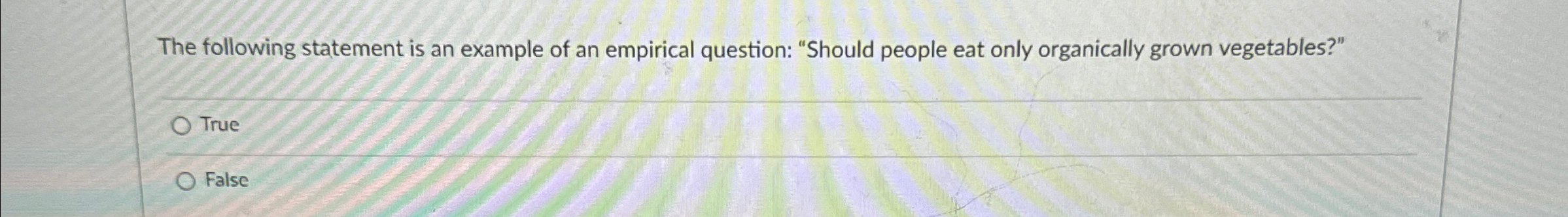 Solved The following statement is an example of an empirical | Chegg.com
