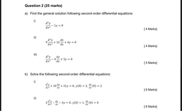 Solved a) Find the general solution following second-order | Chegg.com