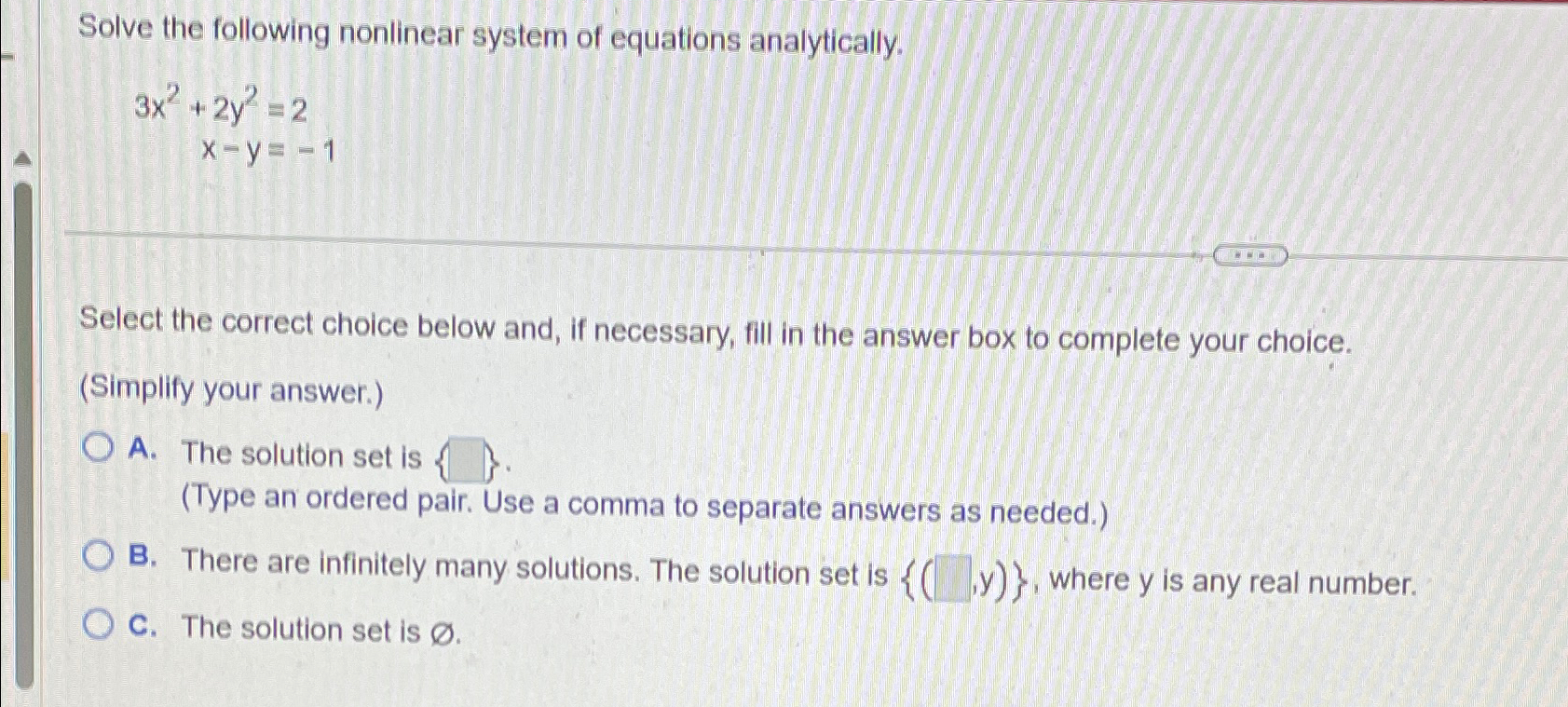 Solved Solve the following nonlinear system of equations | Chegg.com