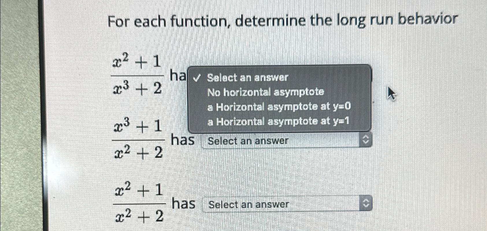 Solved For each function, determine the long run | Chegg.com