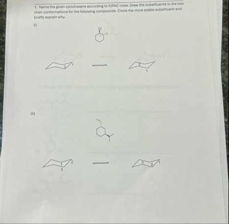 Name the given cyclohexane accoeding to IUPAC rules. | Chegg.com