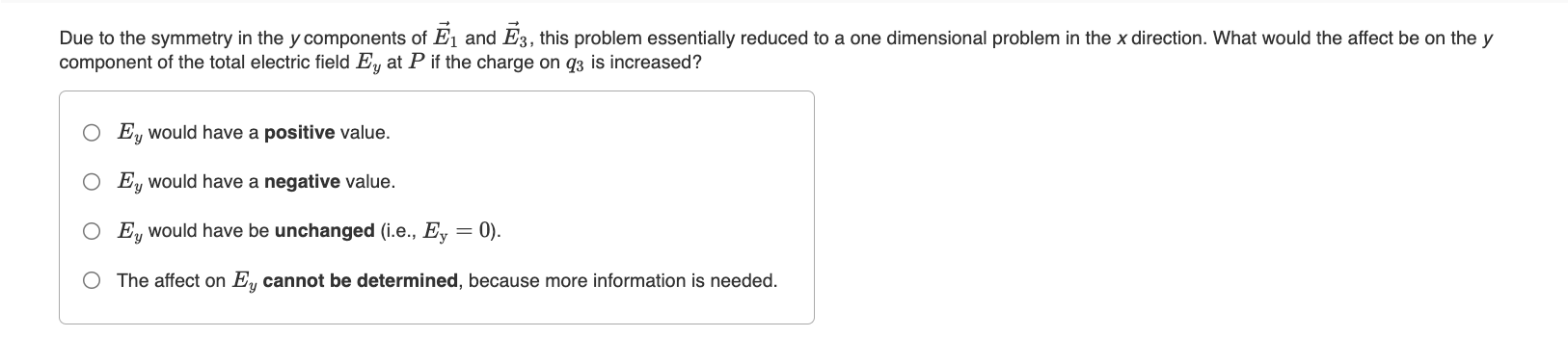 Solved Due to the symmetry in the y ﻿components of vec(E)1 | Chegg.com