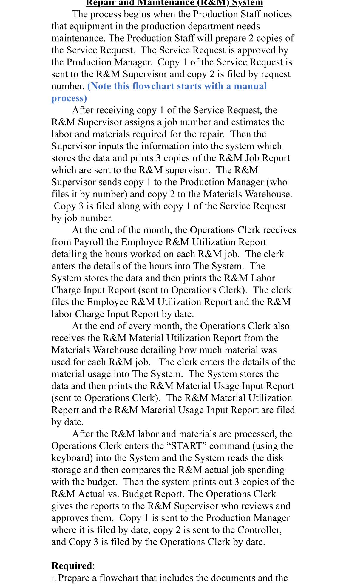 Solved Repair and vaintenance_(R&M) ﻿SystemThe process | Chegg.com