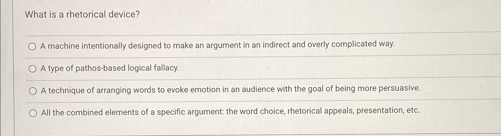 Solved What is a rhetorical device?A machine intentionally | Chegg.com
