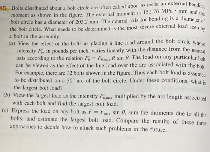 Solved 15 Bolts distributed about a bolt circle are often | Chegg.com