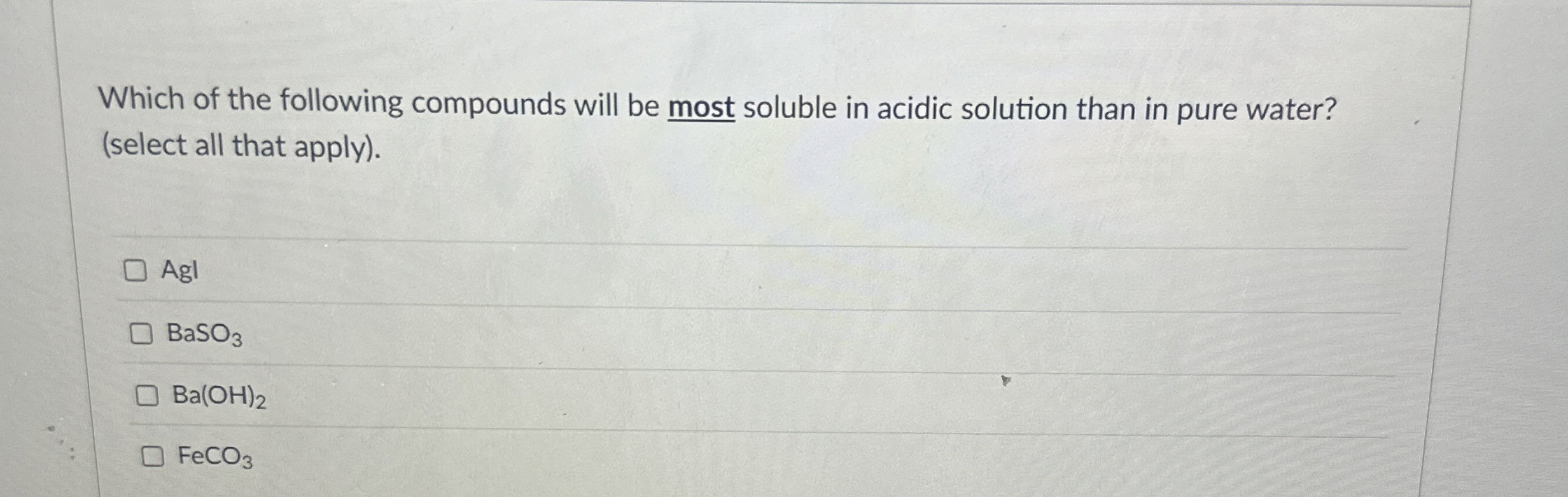 Solved Which of the following compounds will be most soluble | Chegg.com