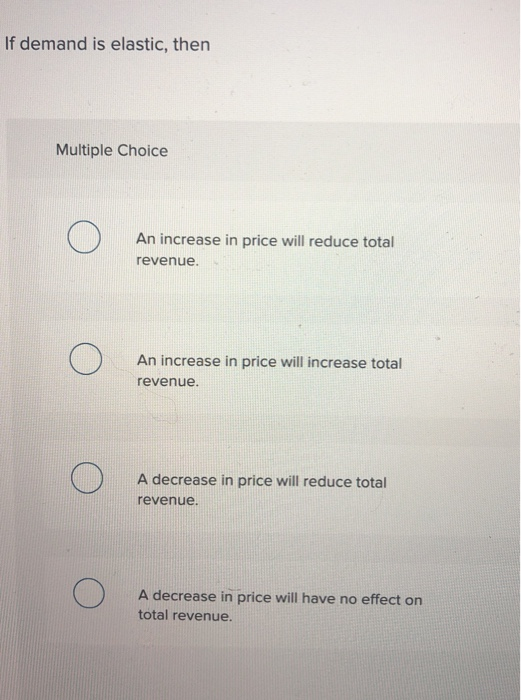 Solved If demand is elastic, then Multiple Choice An | Chegg.com