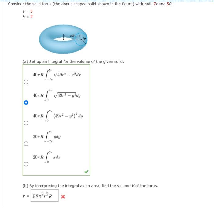 Solved Consider the solid torus (the donut-shaped solid | Chegg.com