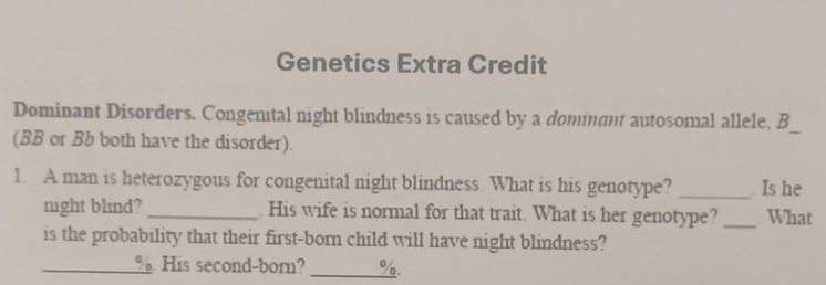 Solved Genetics Extra CreditDominant Disorders. Congenital | Chegg.com