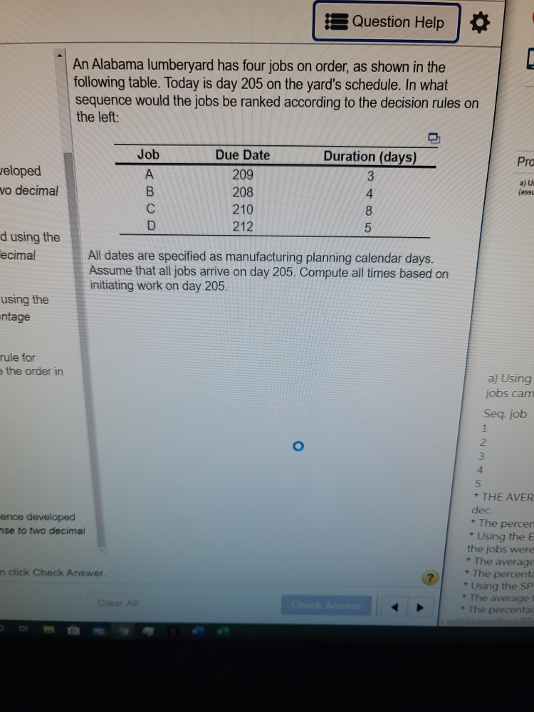 Solved 1 a. The average tardiness (job lateness) for the | Chegg.com