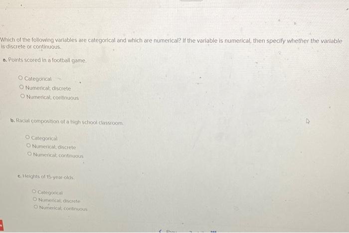 Solved Which of the following variables are categorical and | Chegg.com