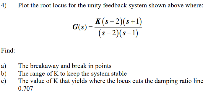 Solved 4) Plot the root locus for the unity feedback system | Chegg.com