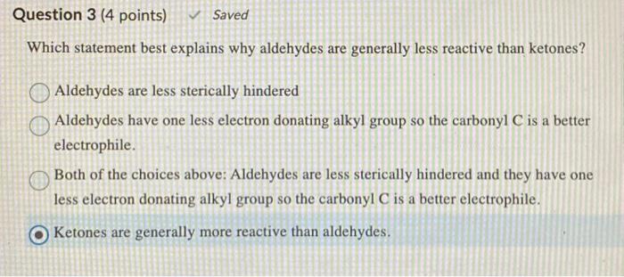 Solved Which statement best explains why aldehydes are | Chegg.com