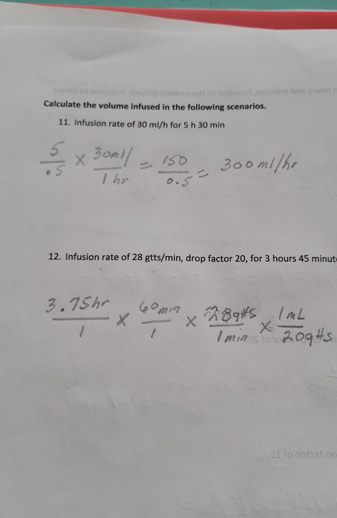 Solved Calculate the volume infused in the following | Chegg.com