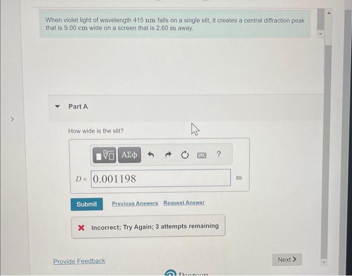 Solved When violet light of wavelength 415 nm falls on a | Chegg.com