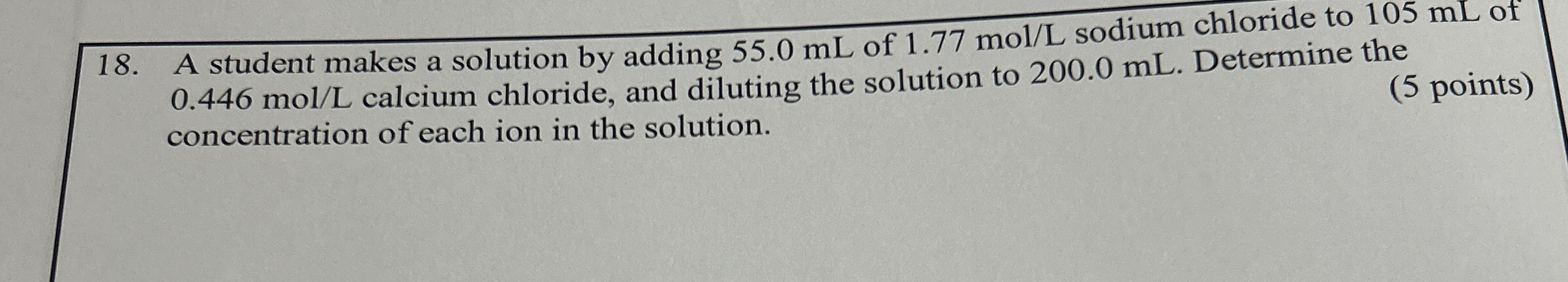 Solved A student makes a solution by adding 55.0mL ﻿of | Chegg.com