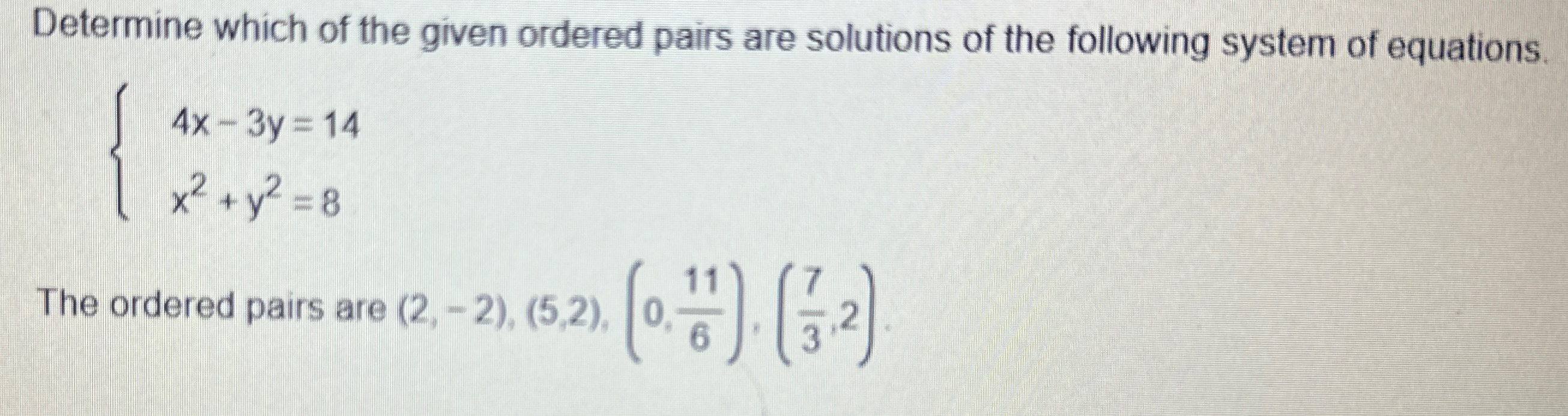 Solved Determine which of the given ordered pairs are | Chegg.com