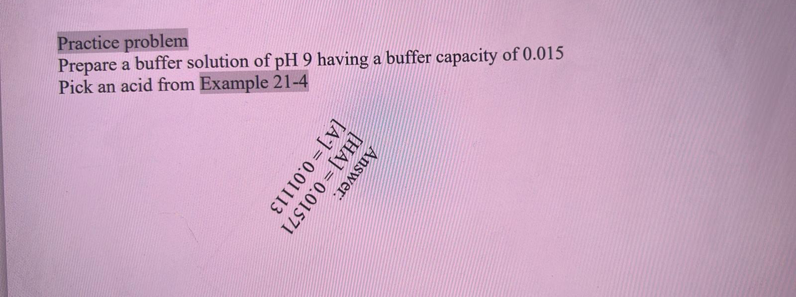 Practice Problemprepare A Buffer Solution Of Ph9 