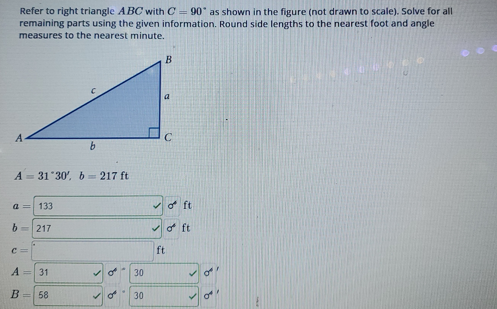 Solved Refer to right triangle ABC with C=90° ﻿as shown in | Chegg.com