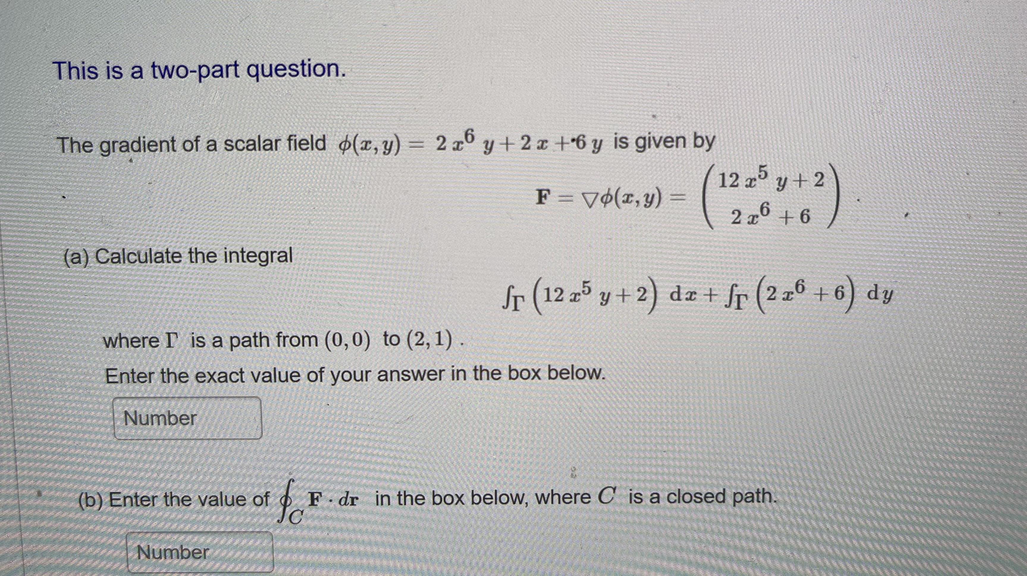 This is a two-part question.The gradient of a scalar | Chegg.com