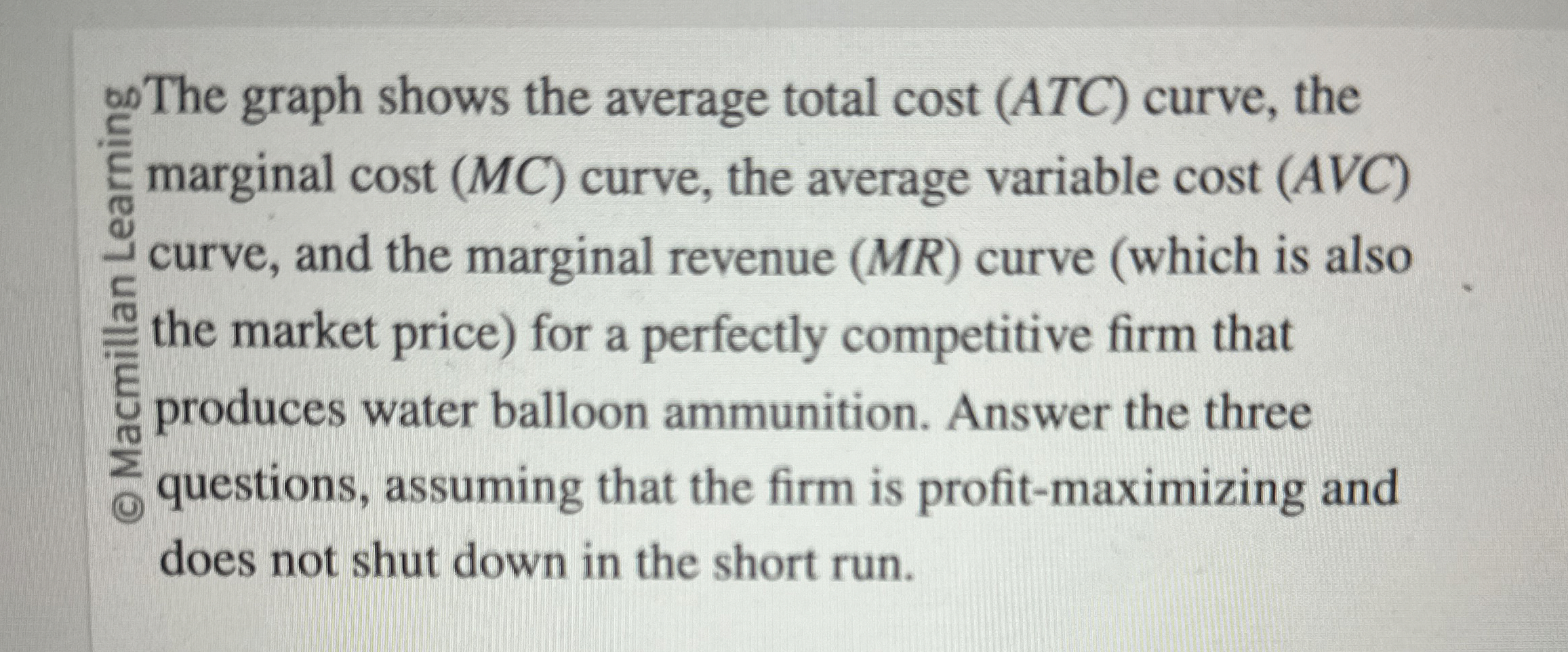 Solved marginal cost (MC) ﻿curve, the average variable cost | Chegg.com