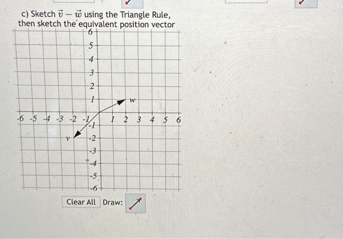 Solved Given the vectors v and w Draw: Draw: c) Sketch v−w | Chegg.com