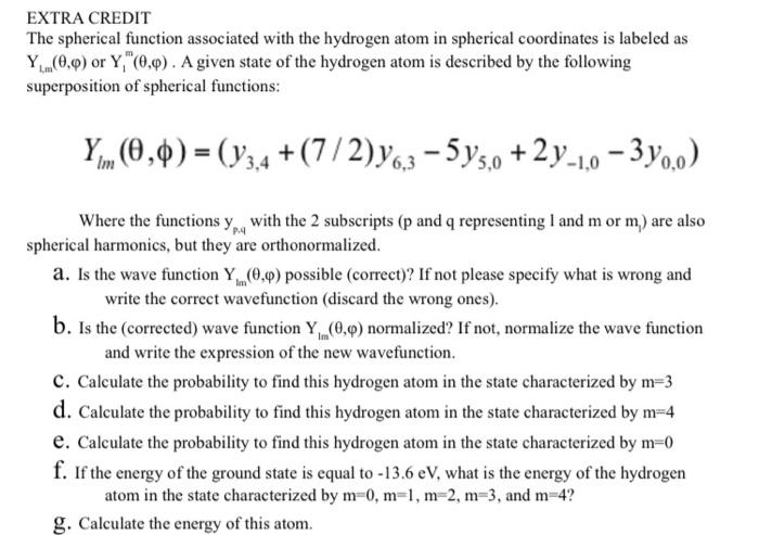 Solved EXTRA CREDIT The spherical function associated with | Chegg.com